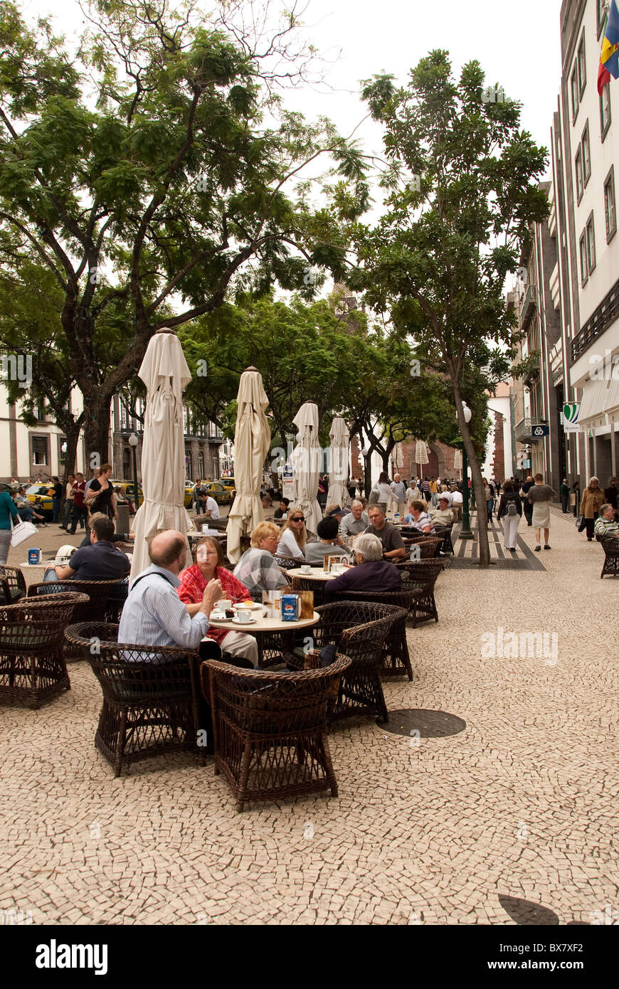 Outdoor cafe in Funchal, Madeira Stock Photo - Alamy