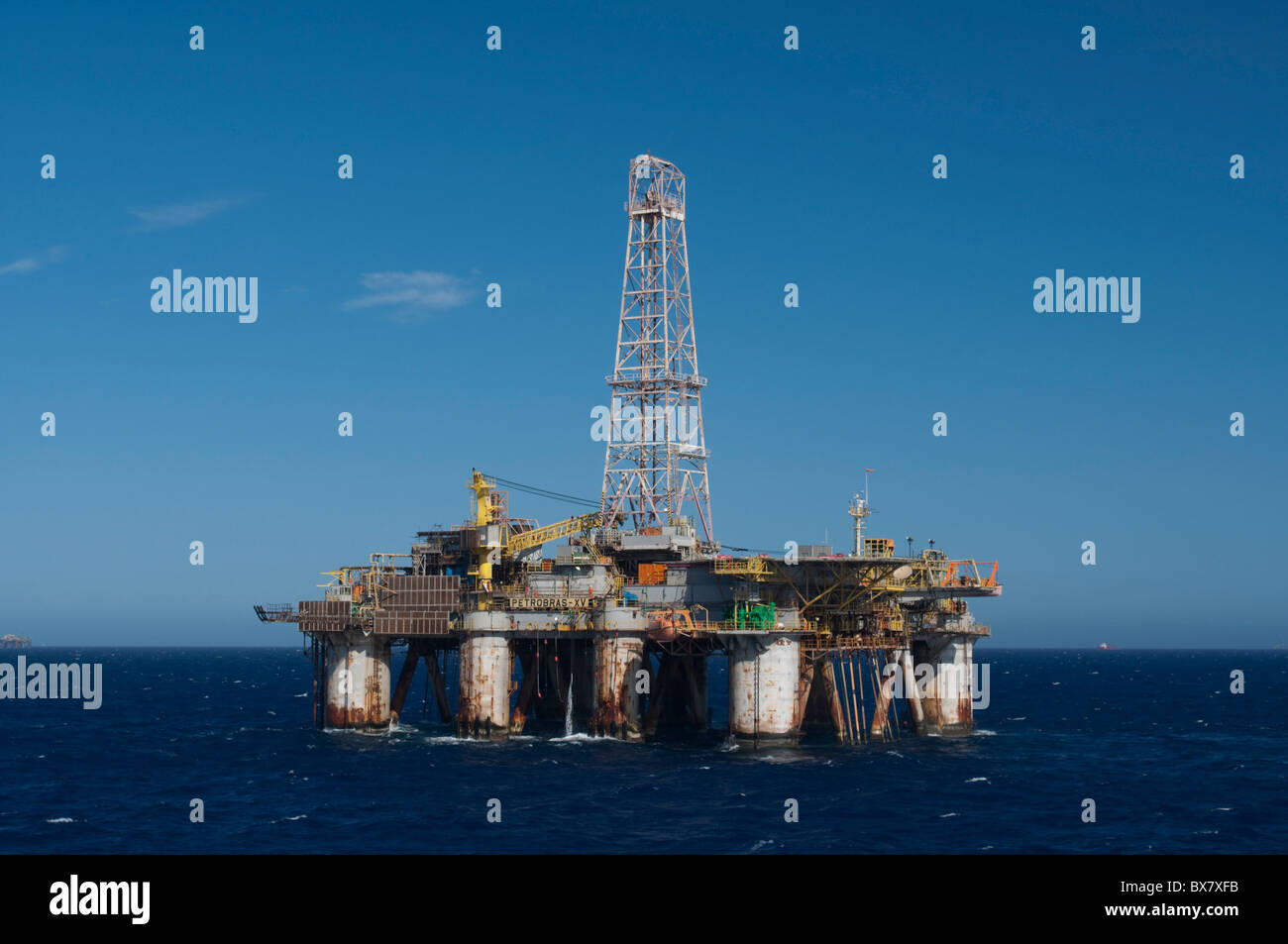 Offshore drilling rig P-XV from brazilian oil company Petrobras. Campos ...