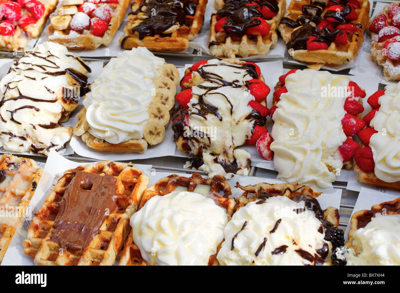 Selection of Belgian Waffles in Brussels Stock Photo - Alamy