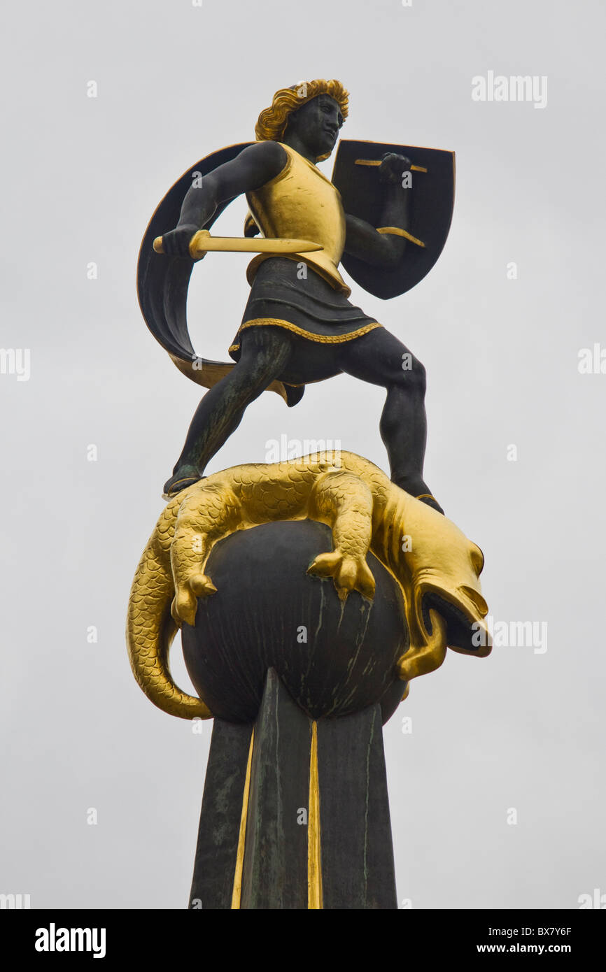 Statue of Saint George the dragon slayer, Speyer, Rhineland-Palatinate ...