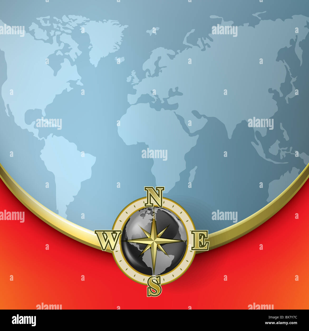 Abstract background with earth map and compass Stock Photo - Alamy