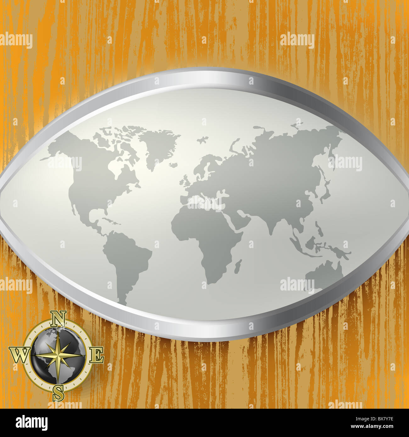 Abstract background with earth map and golden compass Stock Photo - Alamy