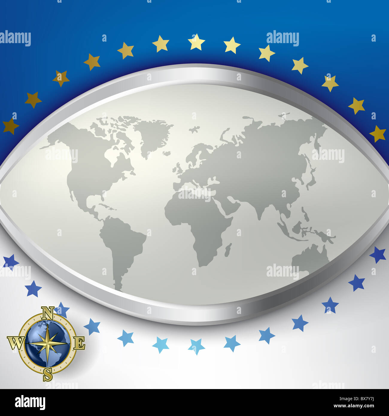 Abstract background with grey earth map and compass Stock Photo - Alamy