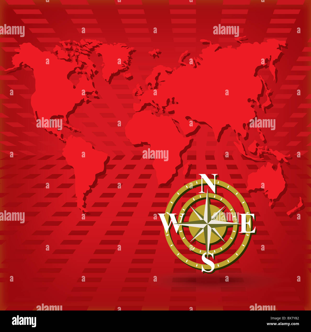 Abstract background with red map and compass Stock Photo - Alamy