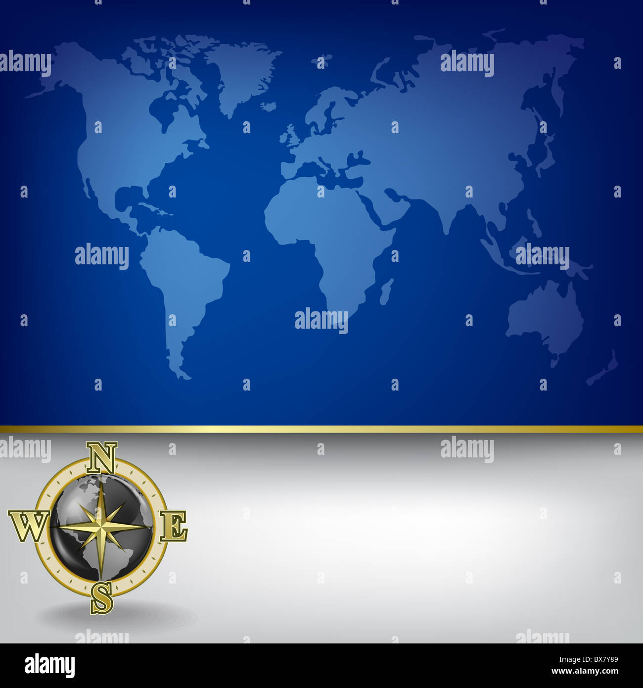 Abstract business background with blue map and compass Stock Photo - Alamy
