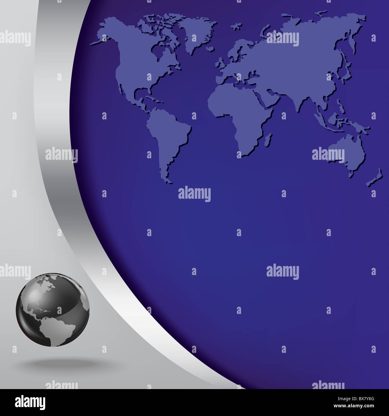 Abstract business background with blue map and globe Stock Photo - Alamy
