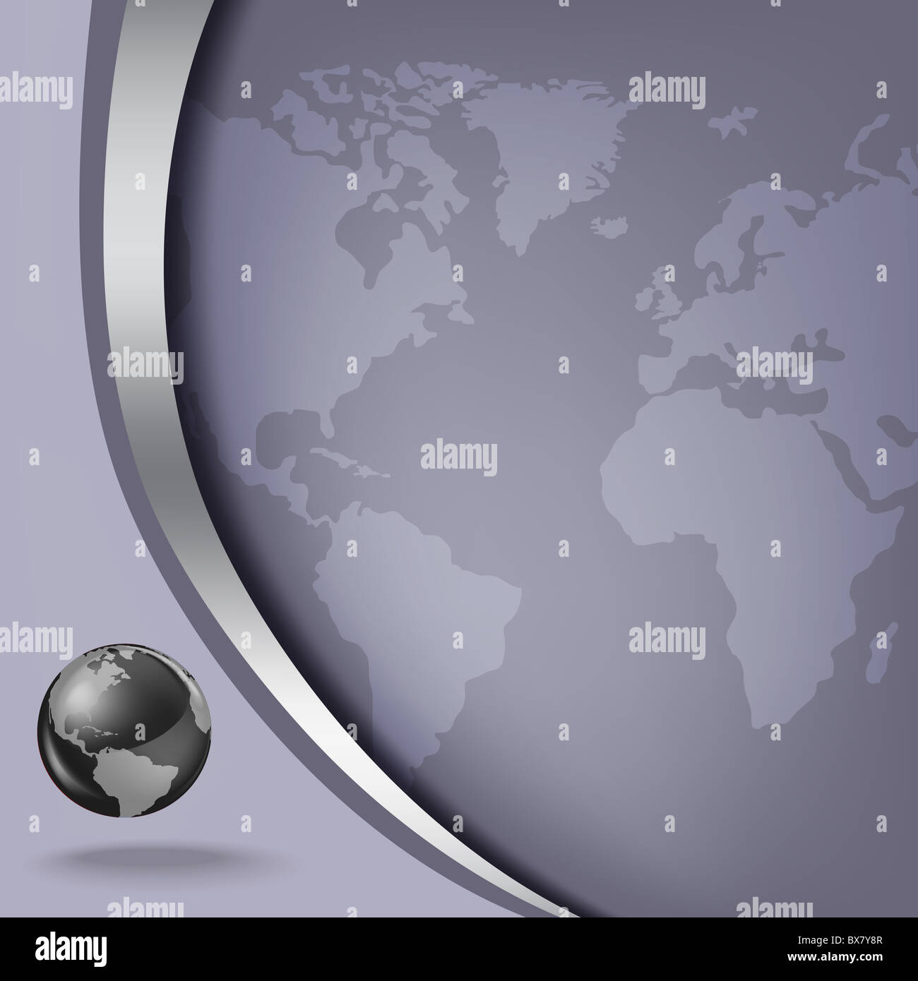 Abstract business background with earth map and steel globe Stock Photo ...