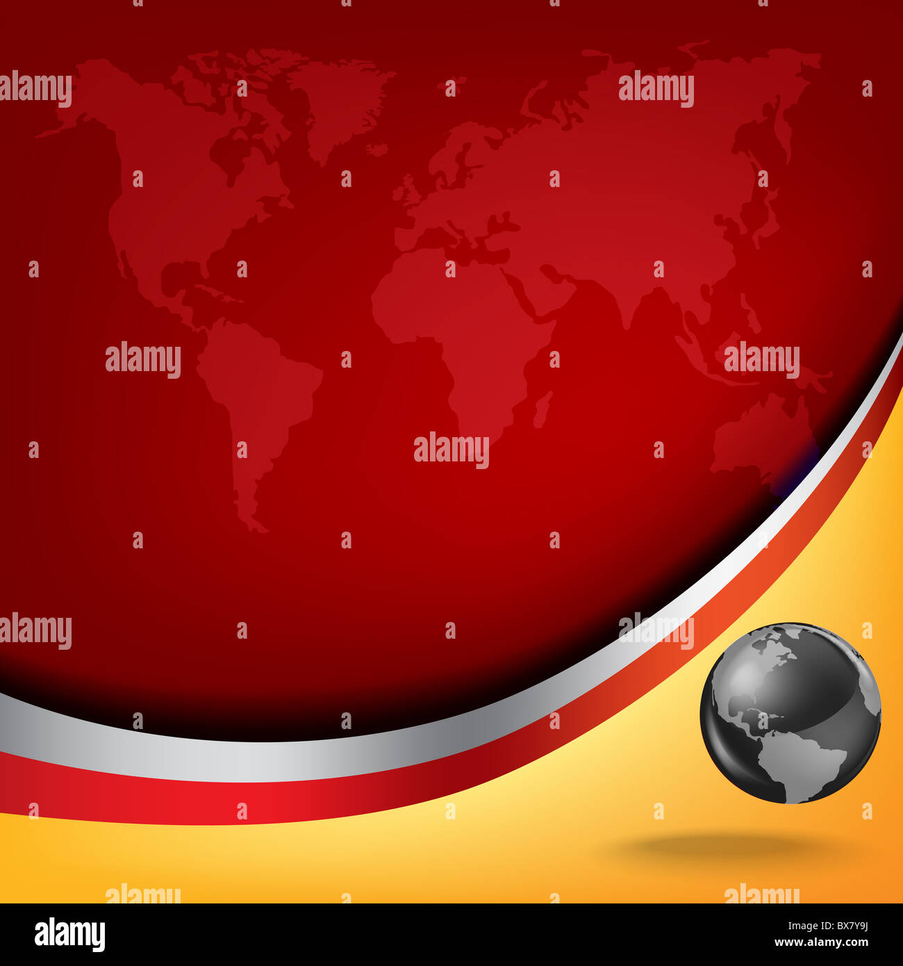 Abstract business background with red map and steel globe Stock Photo ...