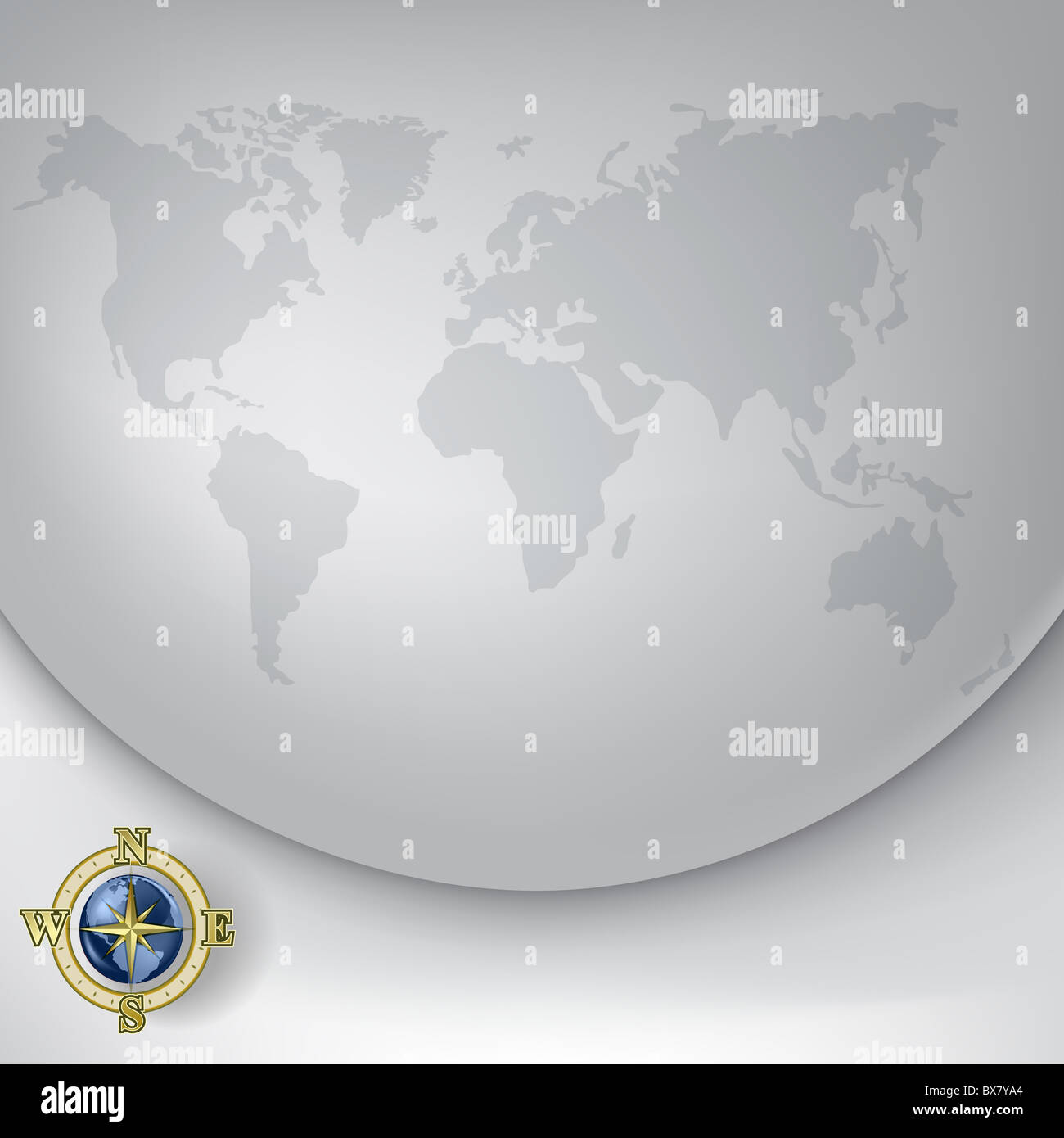 Abstract white background with earth map and compass Stock Photo - Alamy