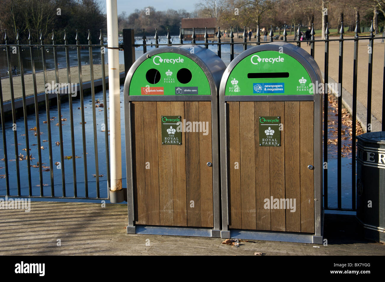 Re-cycling bins in Hyde Park, London, UK Stock Photo - Alamy