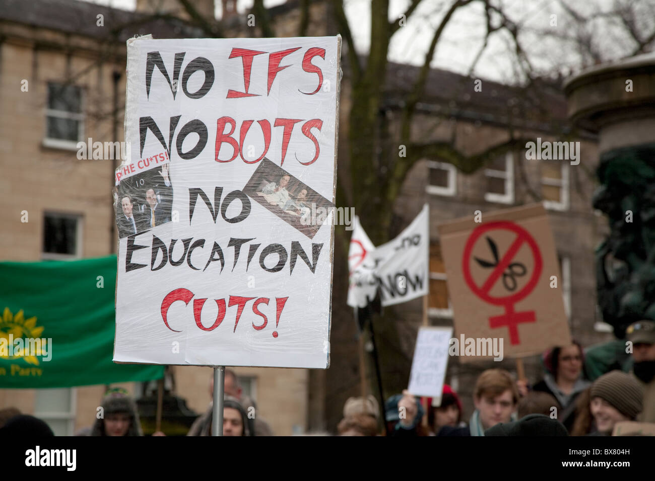 Protesters placards during student protest hi-res stock photography and ...