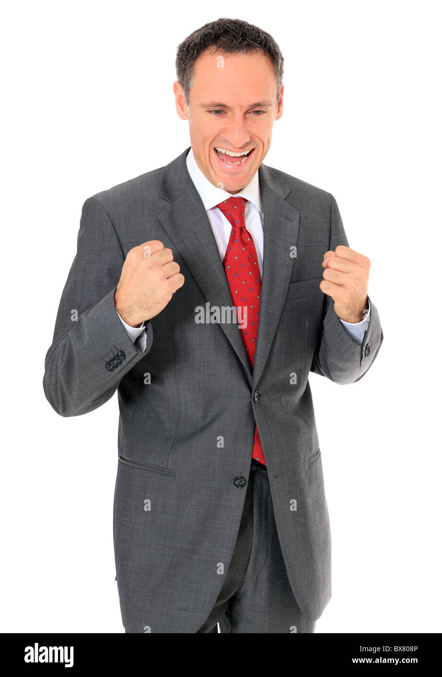 Cheering businessman. All on white background Stock Photo - Alamy
