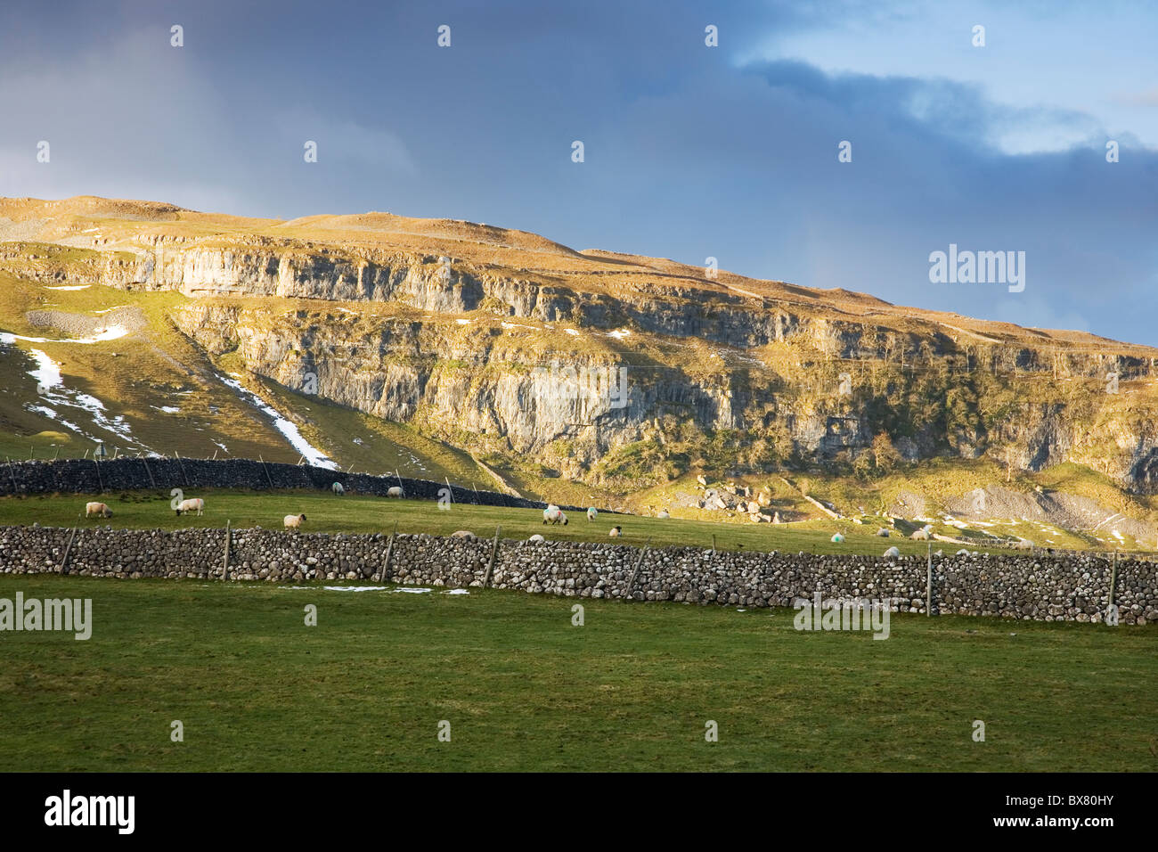 The Limestone crag of Hawkswick Cote at Hawkswick Littondale Yorkshire ...