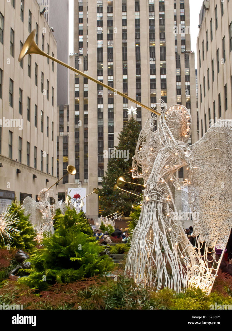 Herald Angel Decoration, Rockefeller Center, NYC Stock Photo - Alamy