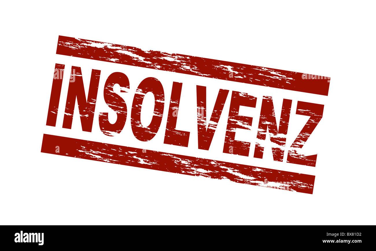 Stylized red stamp showing the german term Insolvenz. English ...