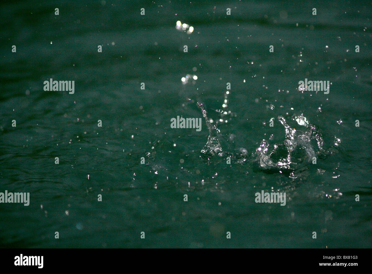 Water Droplets Splashing into the pool at night Stock Photo - Alamy