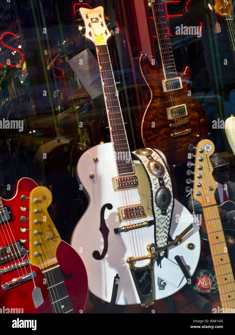 Electric Guitar Display, Music Shop, NYC Stock Photo - Alamy