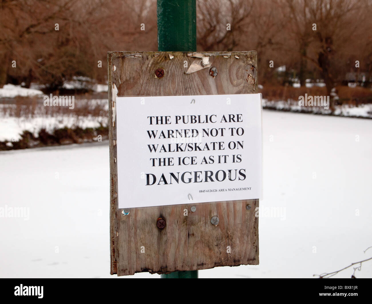 Danger Notice: The public are warned not to walk/skate on the ice as it ...