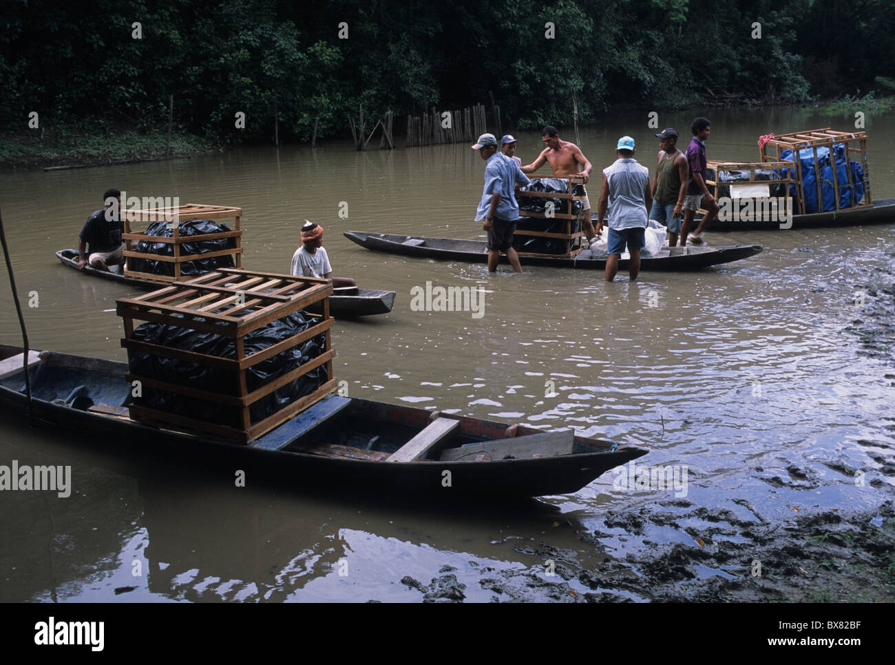 Loading funeral urns in canoes - Archaeological campaigns.MARAJO ISLAND ...