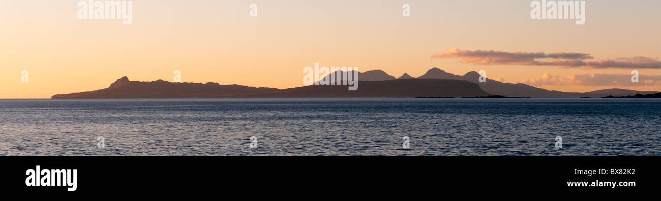 Beautiful shimmering seascape looking towards the Scotish islands of ...