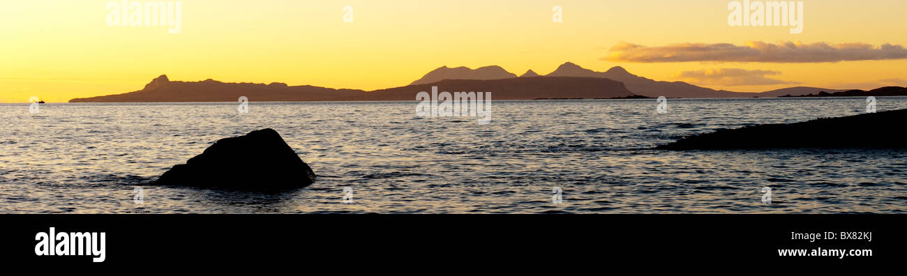 Beautiful shimmering seascape looking toward the Scottish islands of ...