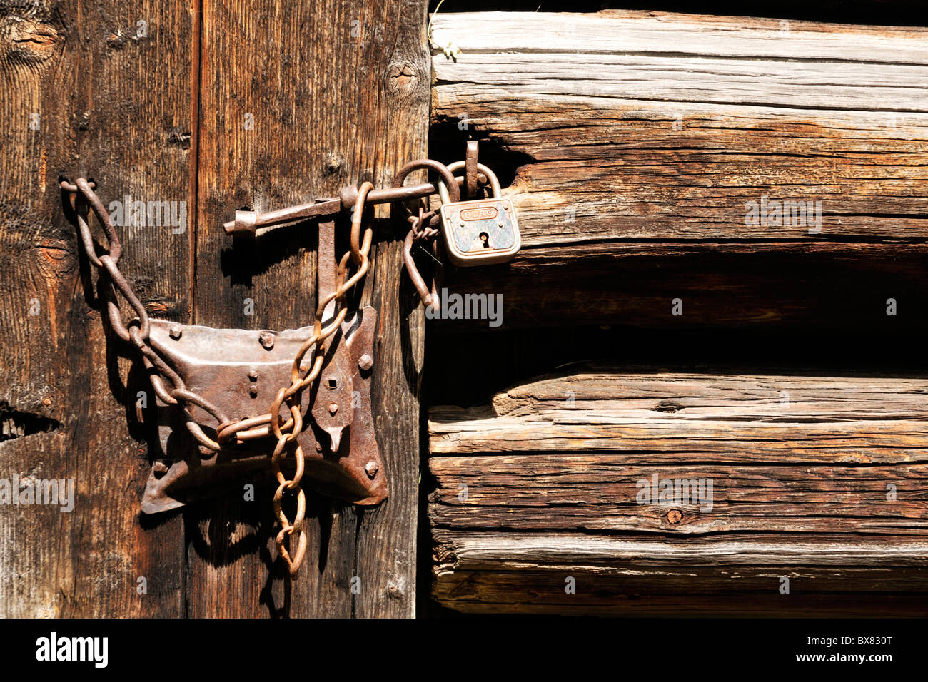 Lock of mountain hut - Austrian Alps Stock Photo - Alamy