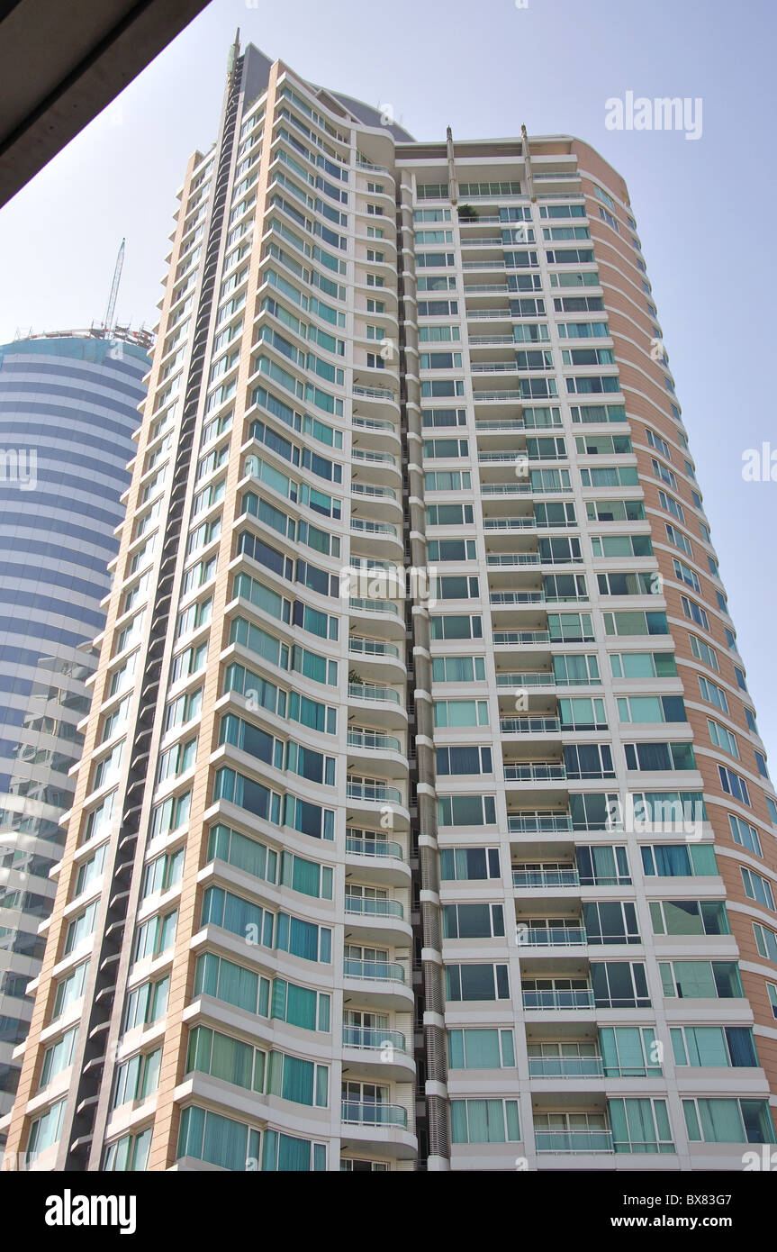 Tower apartment block, Si Lom, Bang Rak District, Bangkok, Thailand ...