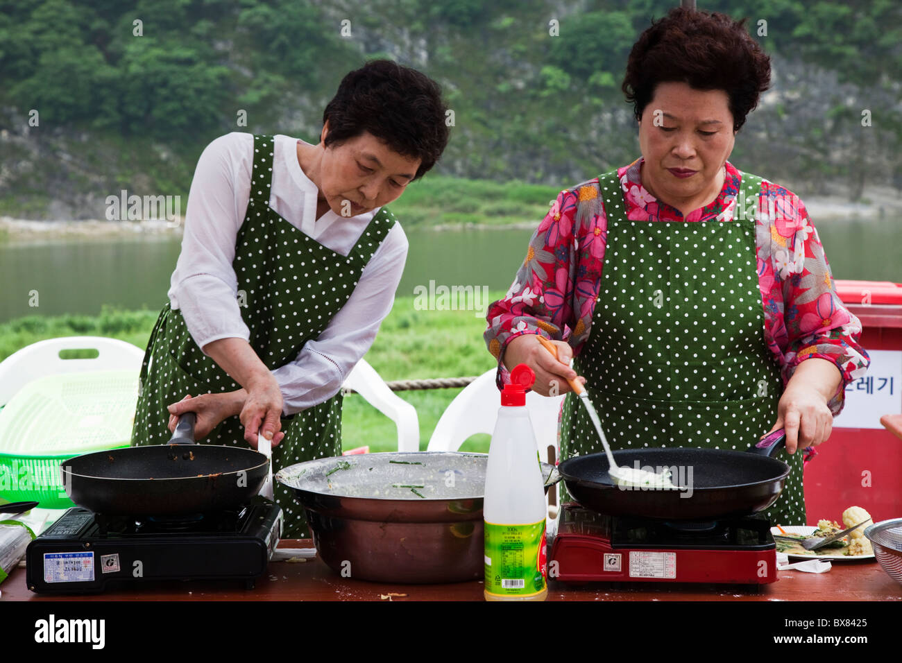 Cooking traditional Korean food in Yeongwol, South Korea Stock Photo ...