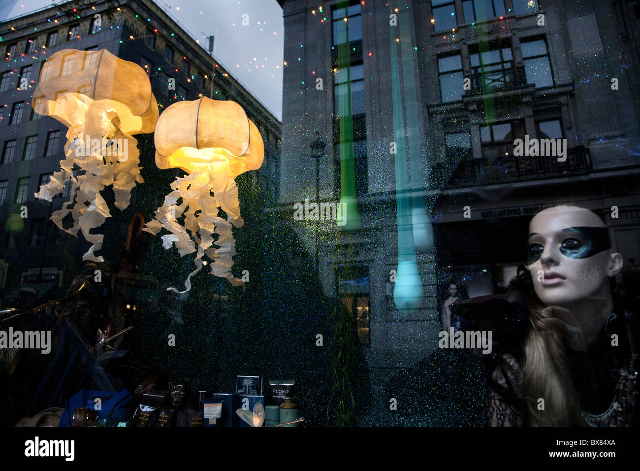Liberty Christmas window display London Stock Photo - Alamy