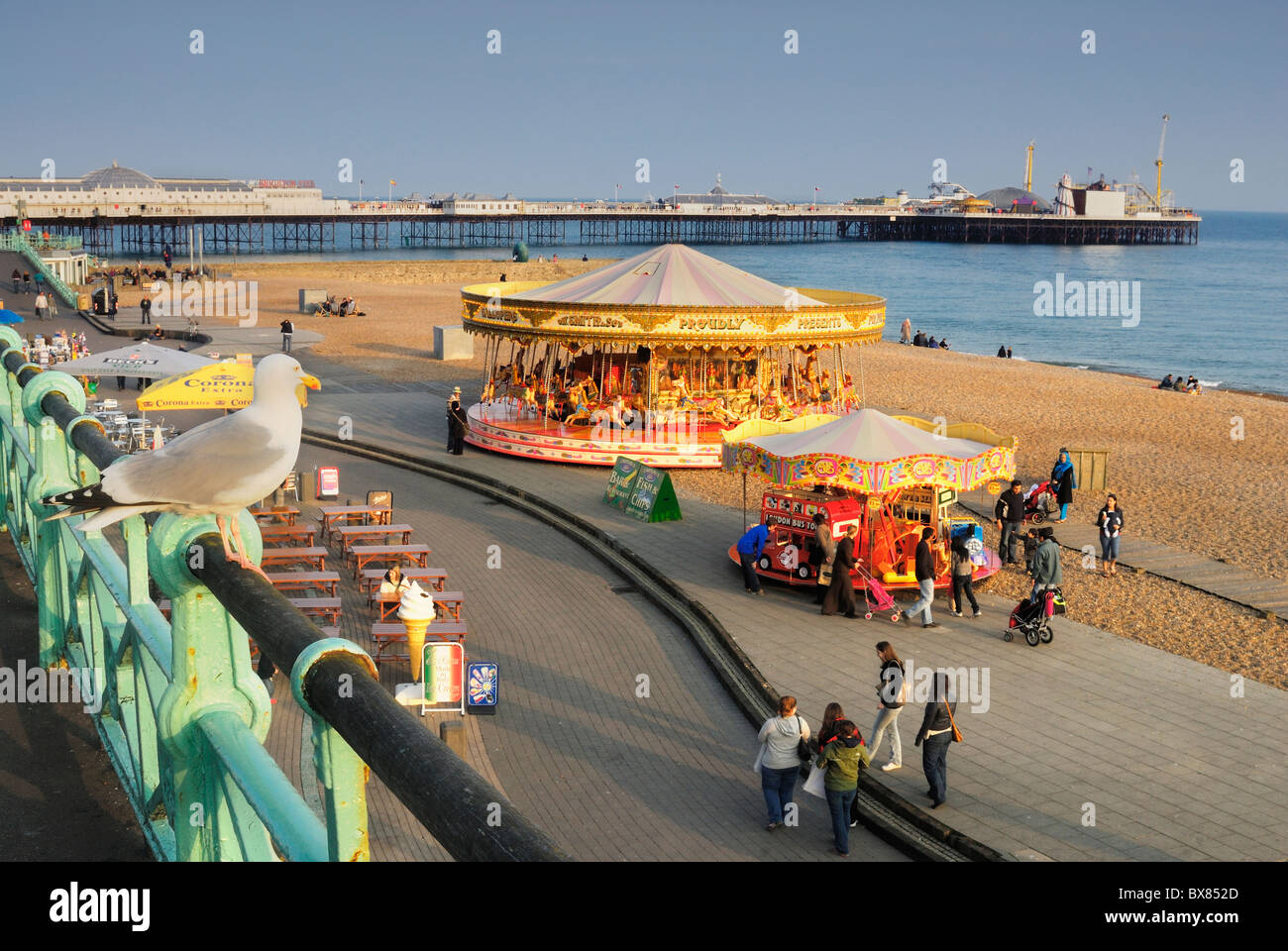 Brighton beach merrygoround seagull pier hi-res stock photography and ...