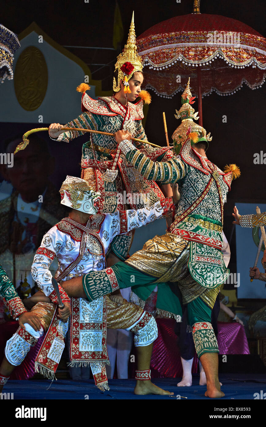Thailand dancer on stage in a traditional Khon dance performance ...