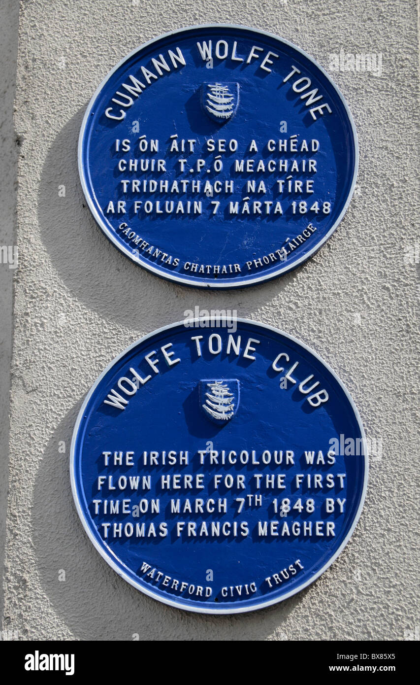 Two plaques commemorating the first flying of the Irish Tricolour in ...