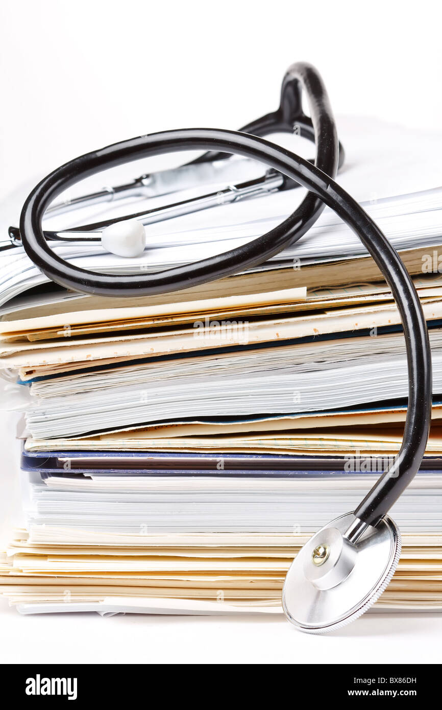 stethoscope on the stack of paper Stock Photo - Alamy
