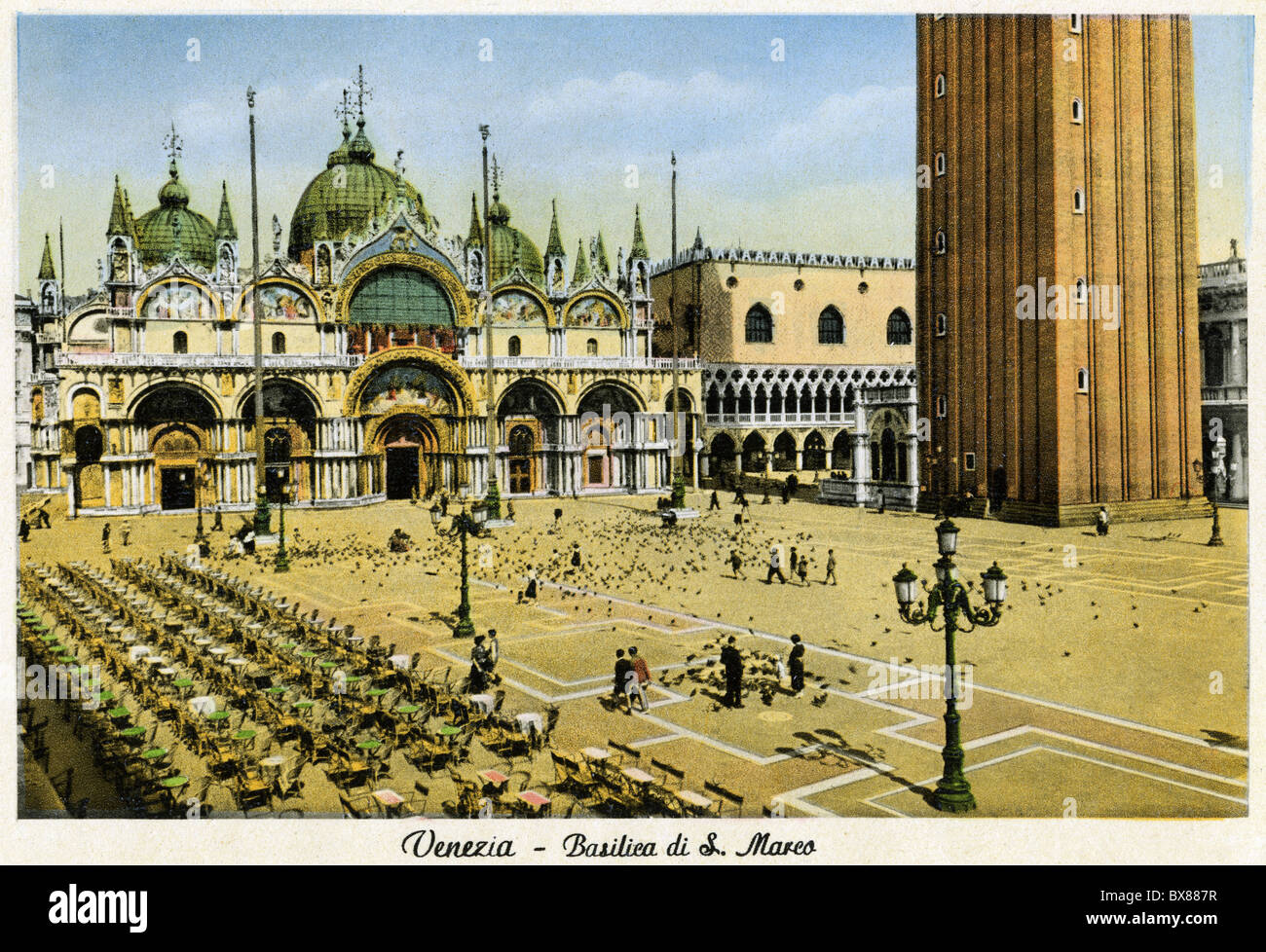 geography / travel, Italy, Venice, squares, Piazza San Marco, coloured ...