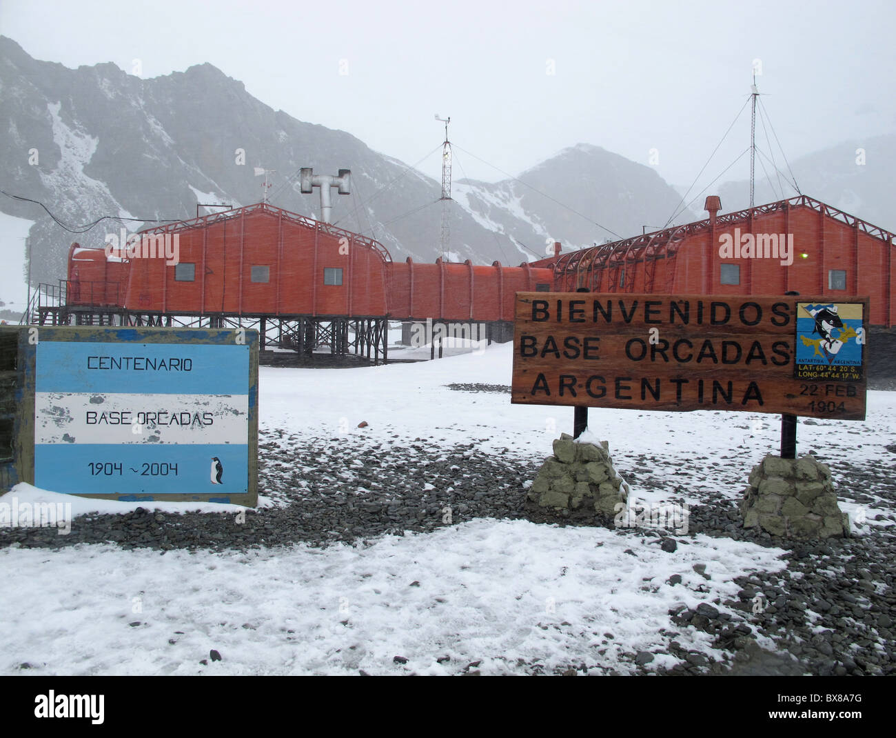 Signs of Orcadas polar research station (Argentina), Laurie Island ...