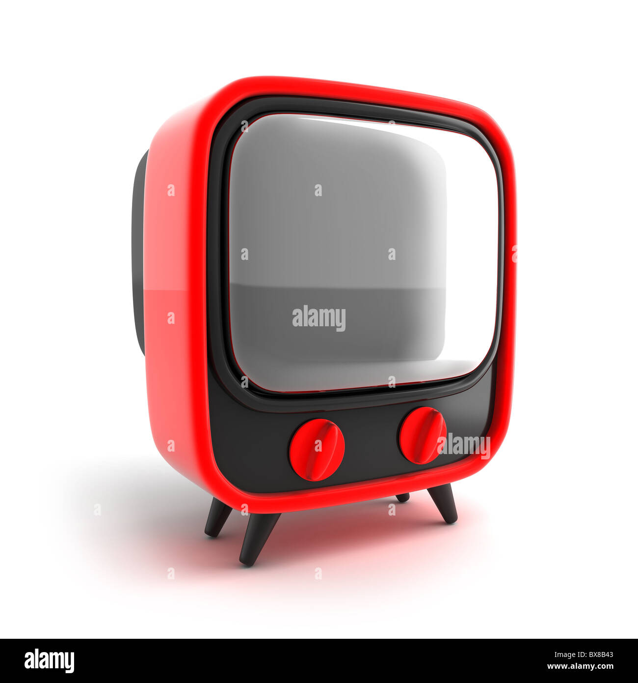 Retro TV, red (done in 3d, isolated Stock Photo - Alamy