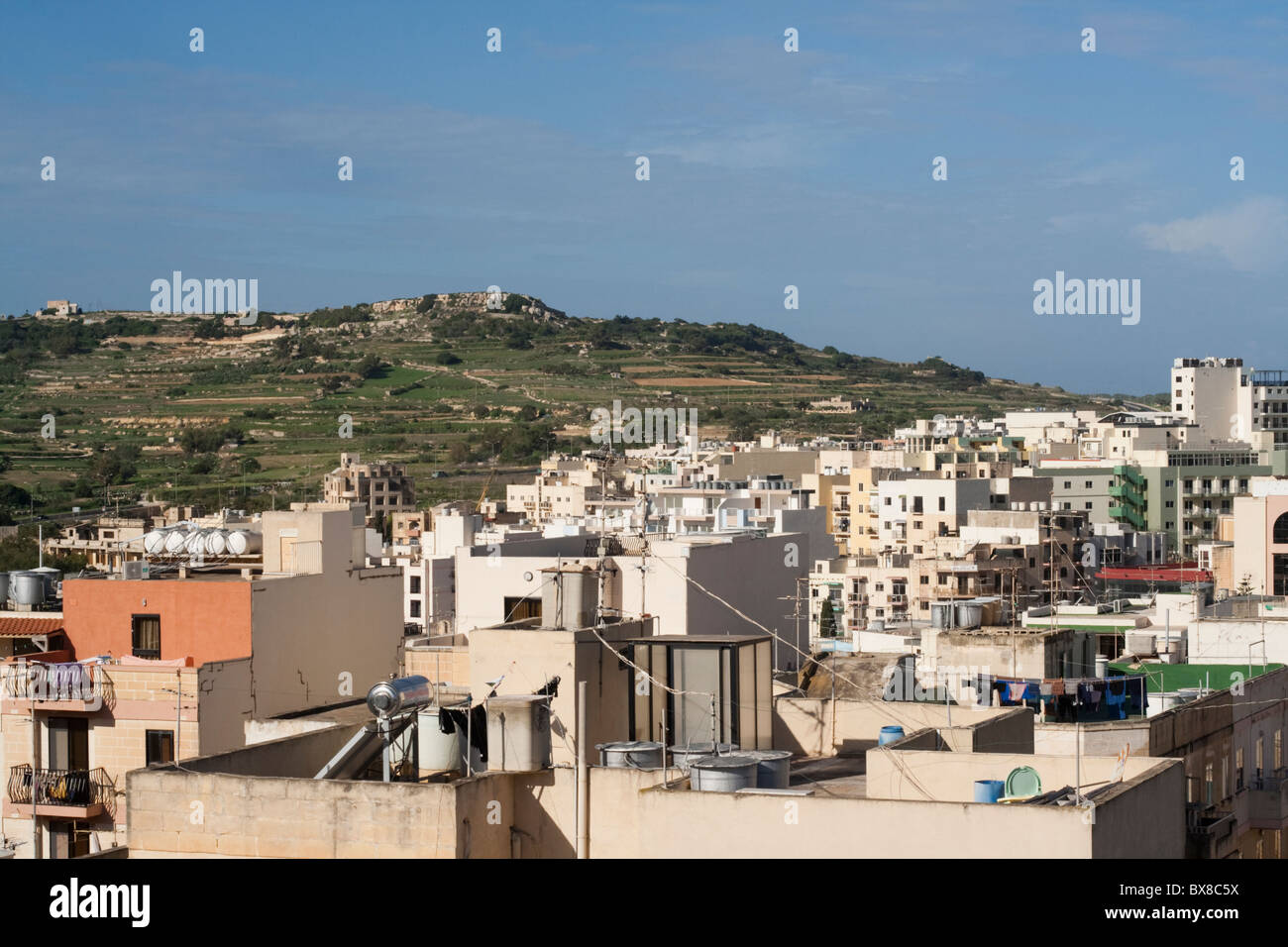 View WSW over town of Qawra from Hotel Sunflower, Qawra, Malta Stock ...