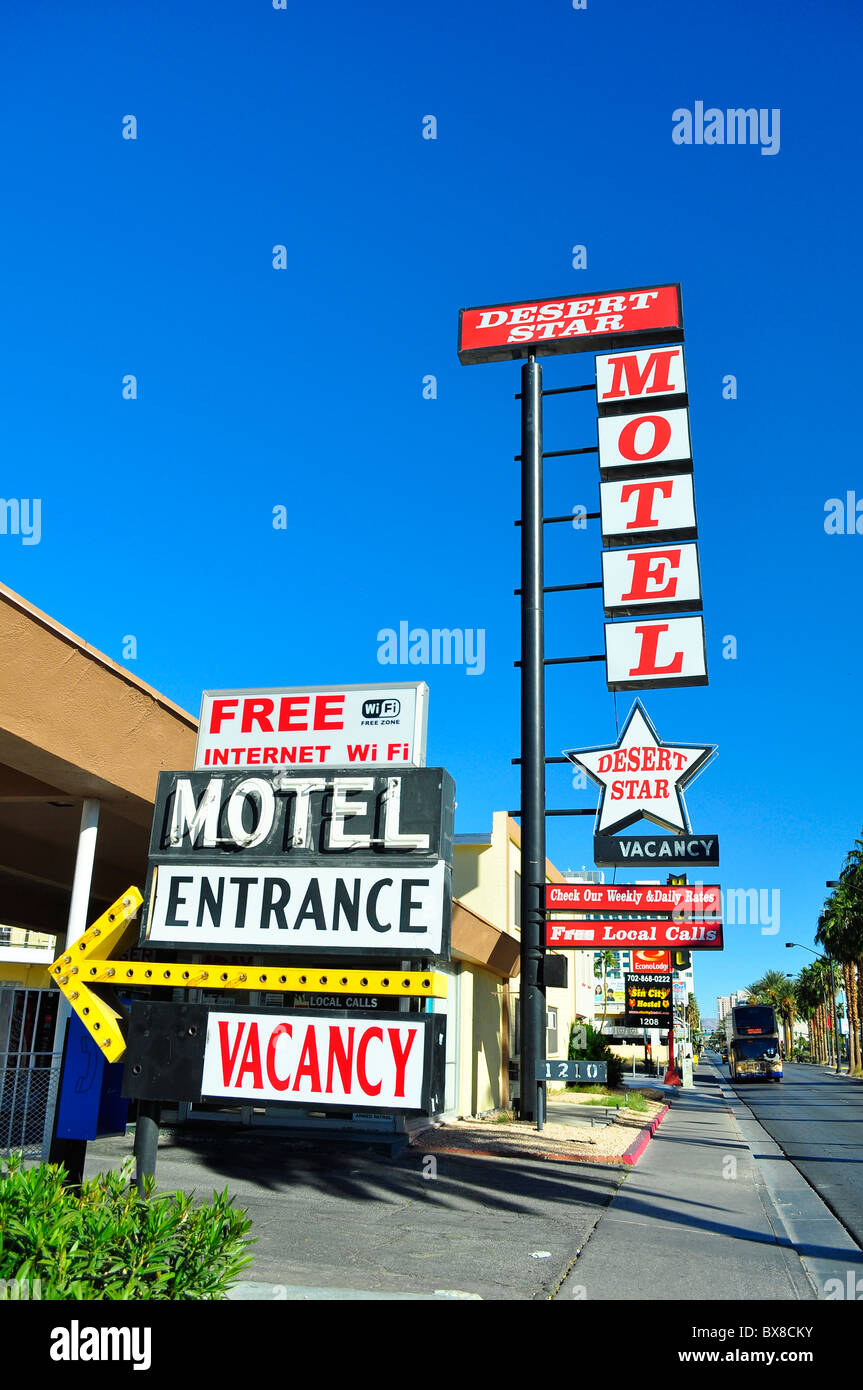 Las Vegas, Desert Star Motel Signs on Las Vegas Boulevard Stock Photo ...