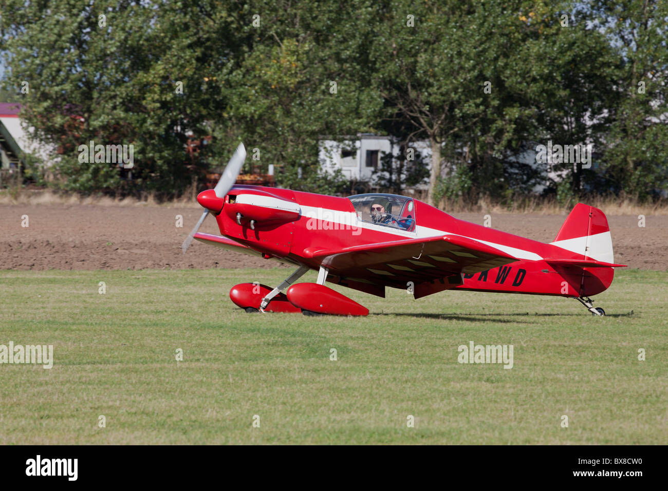 Taylor Titch G-BKWD single seat aerobatic aircraft landing at Breighton ...