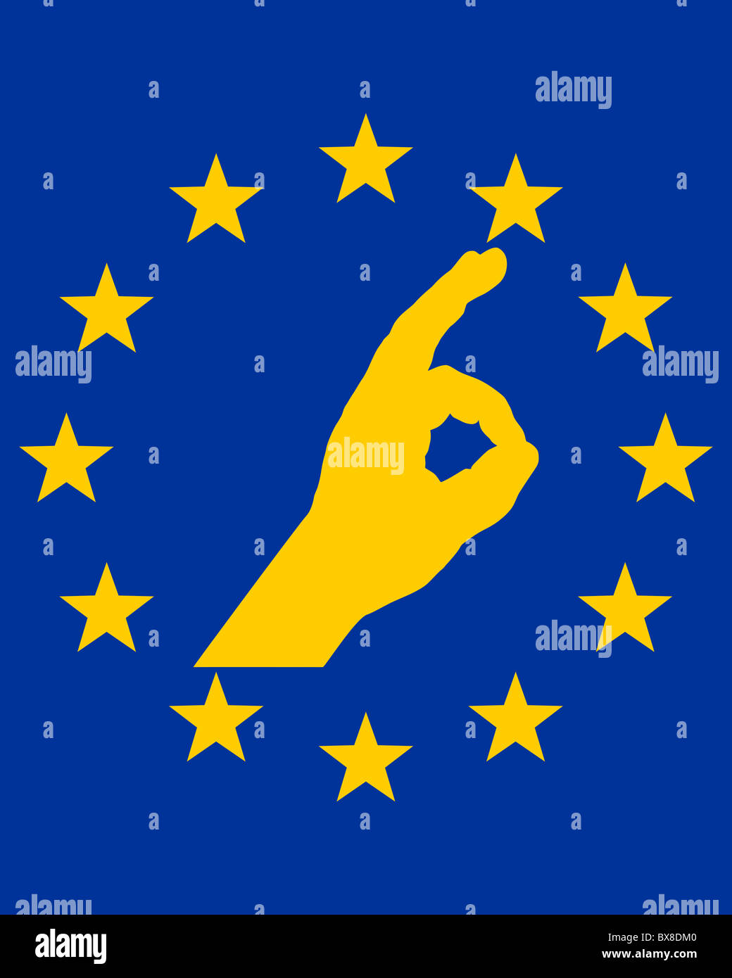 European finger signal Stock Photo - Alamy