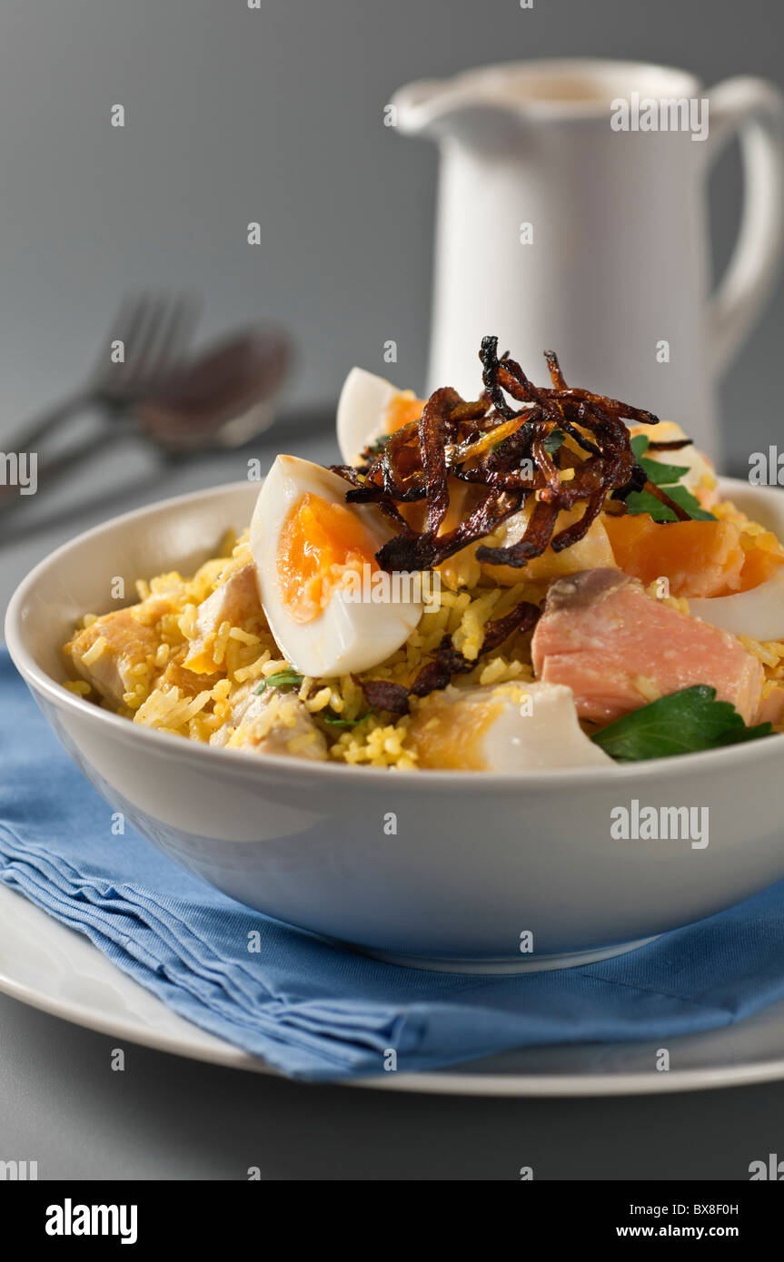 Kedgeree. Anglo-Indian fish and rice dish Stock Photo - Alamy