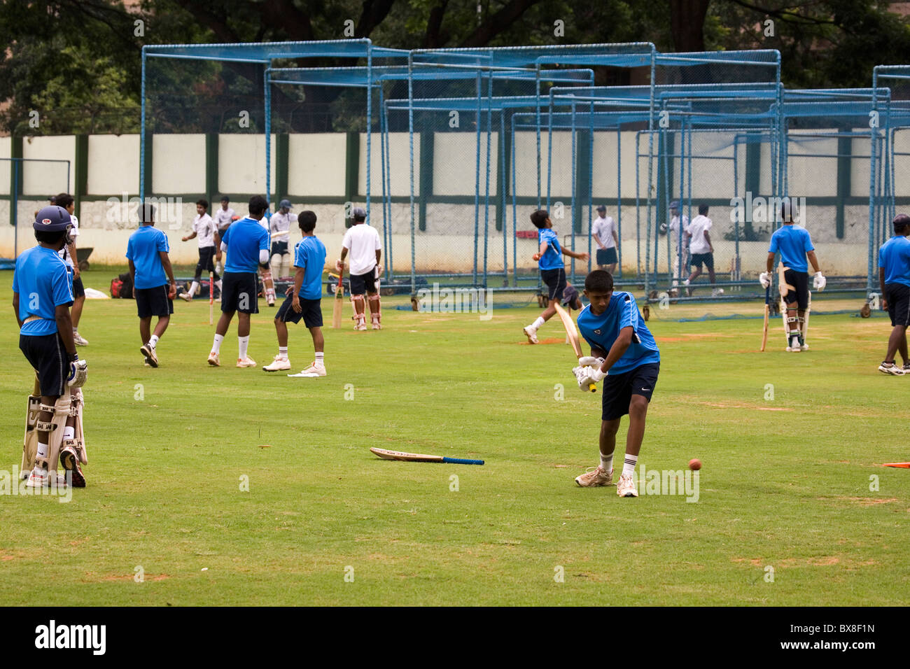 Talented Indian cricketers train in the nets at the National Cricket ...