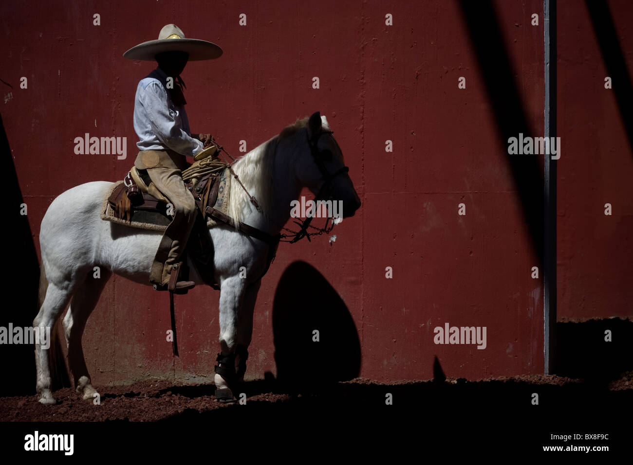 A Mexican charro ride his horse at the National Charro Championship in ...