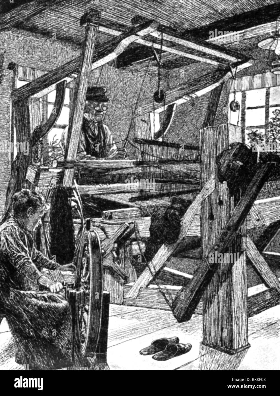 people, professions, weaver, weaving room in the Ore Mountains, Saxony ...