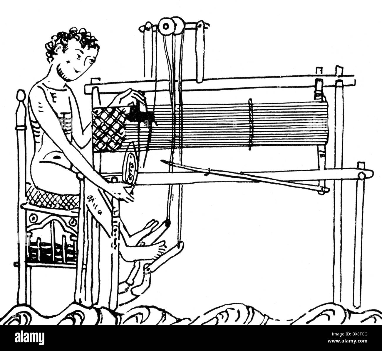 people, professions, weaver, after miniature, 12th century, Additional ...