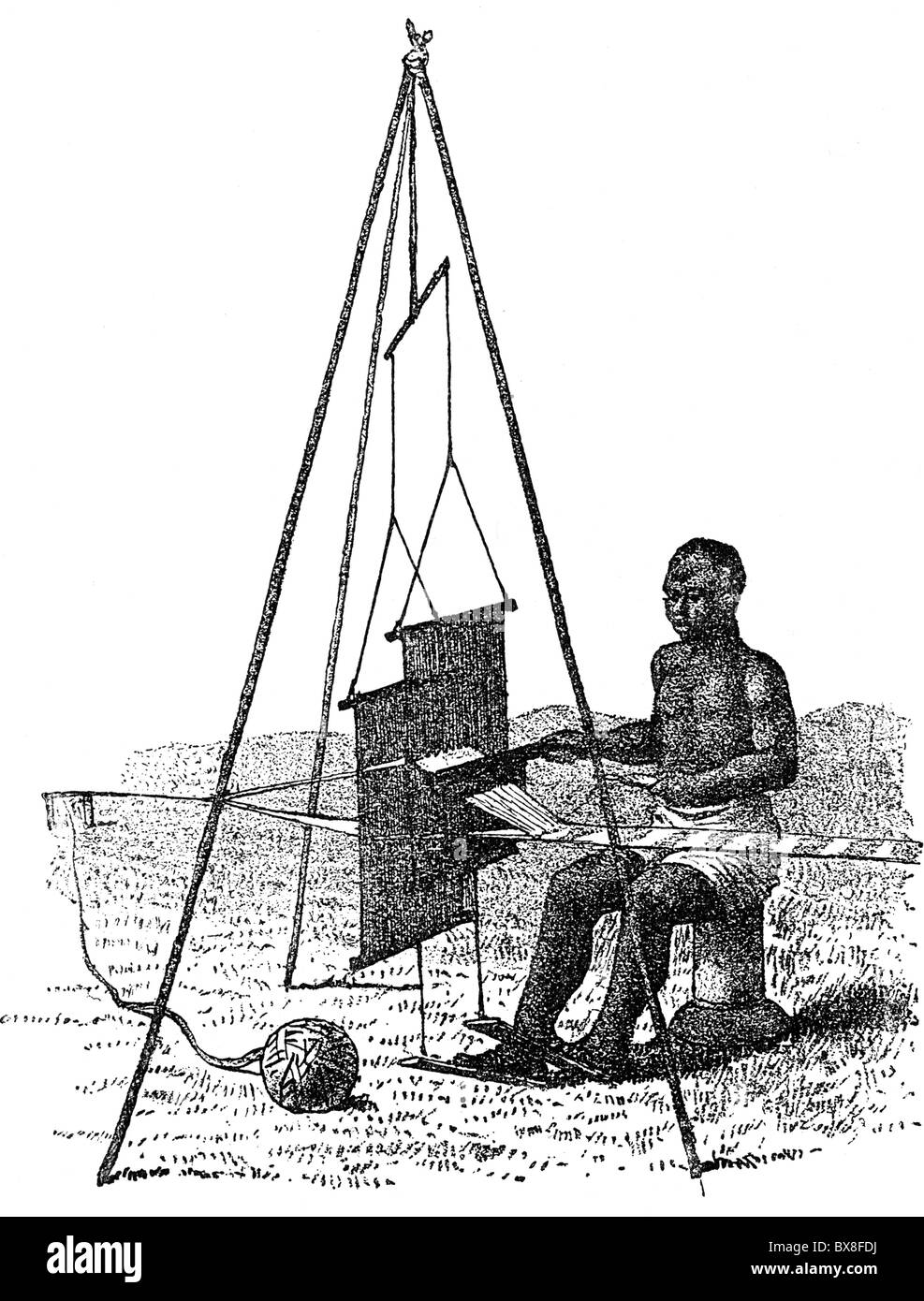 geography / travel, Liberia, people, weaver, Vai weaving loom and ...