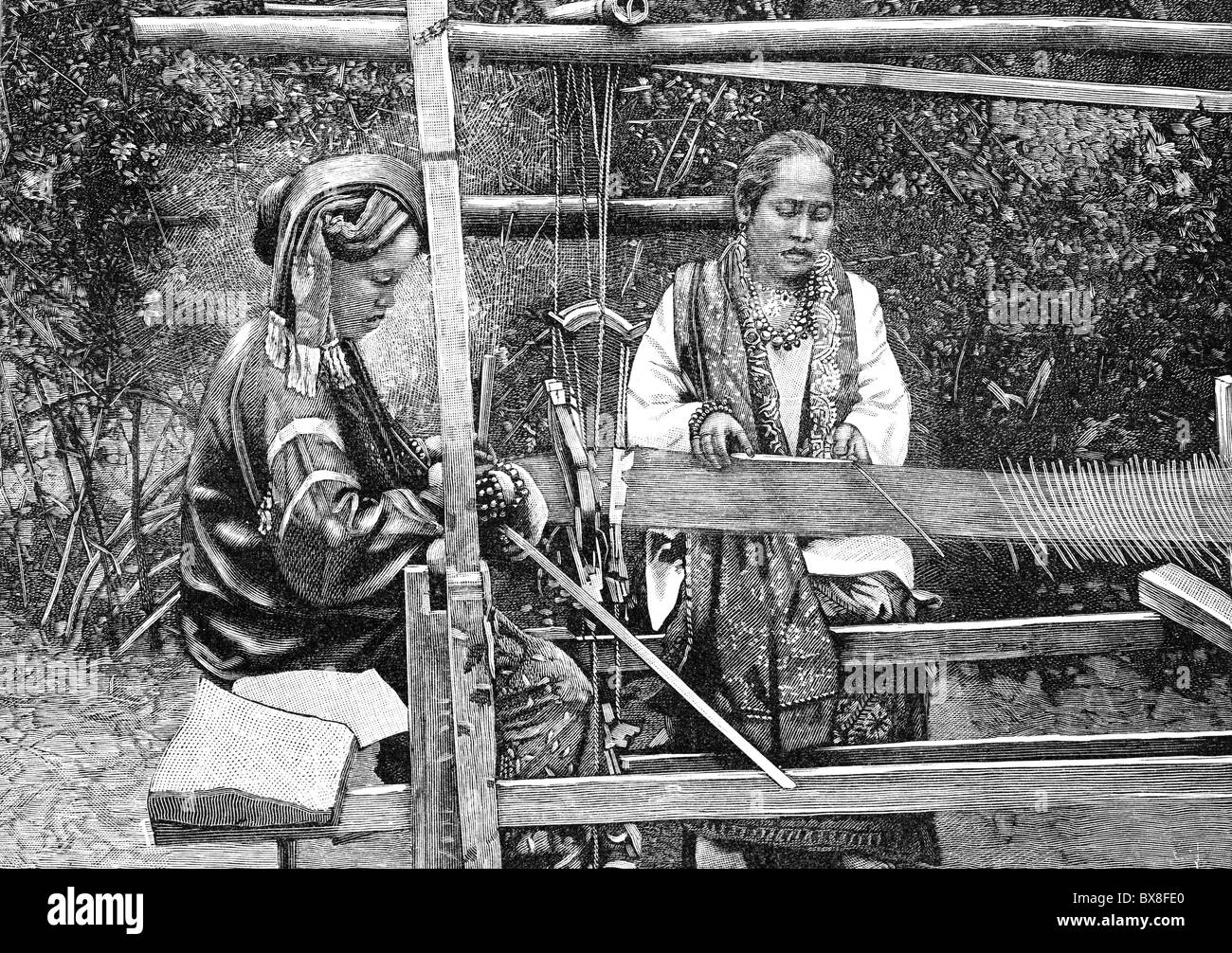 geography / travel, Malaysia, people, weaver, wood engraving, late 19th ...