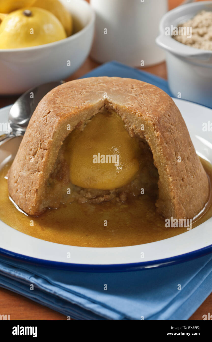 Sussex pond pudding Traditional food UK Stock Photo - Alamy