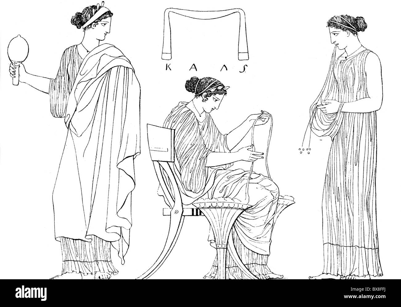 Ancient greece women housework Black and White Stock Photos & Images ...