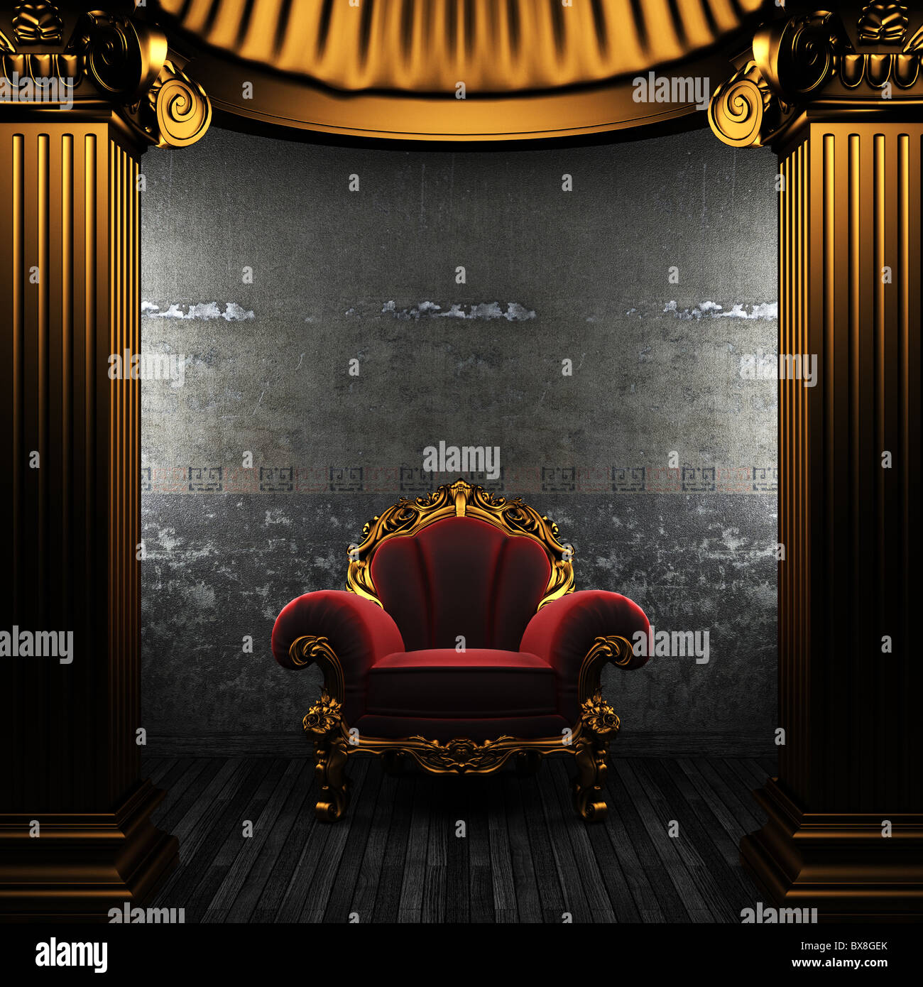 bronze columns and chair Stock Photo - Alamy